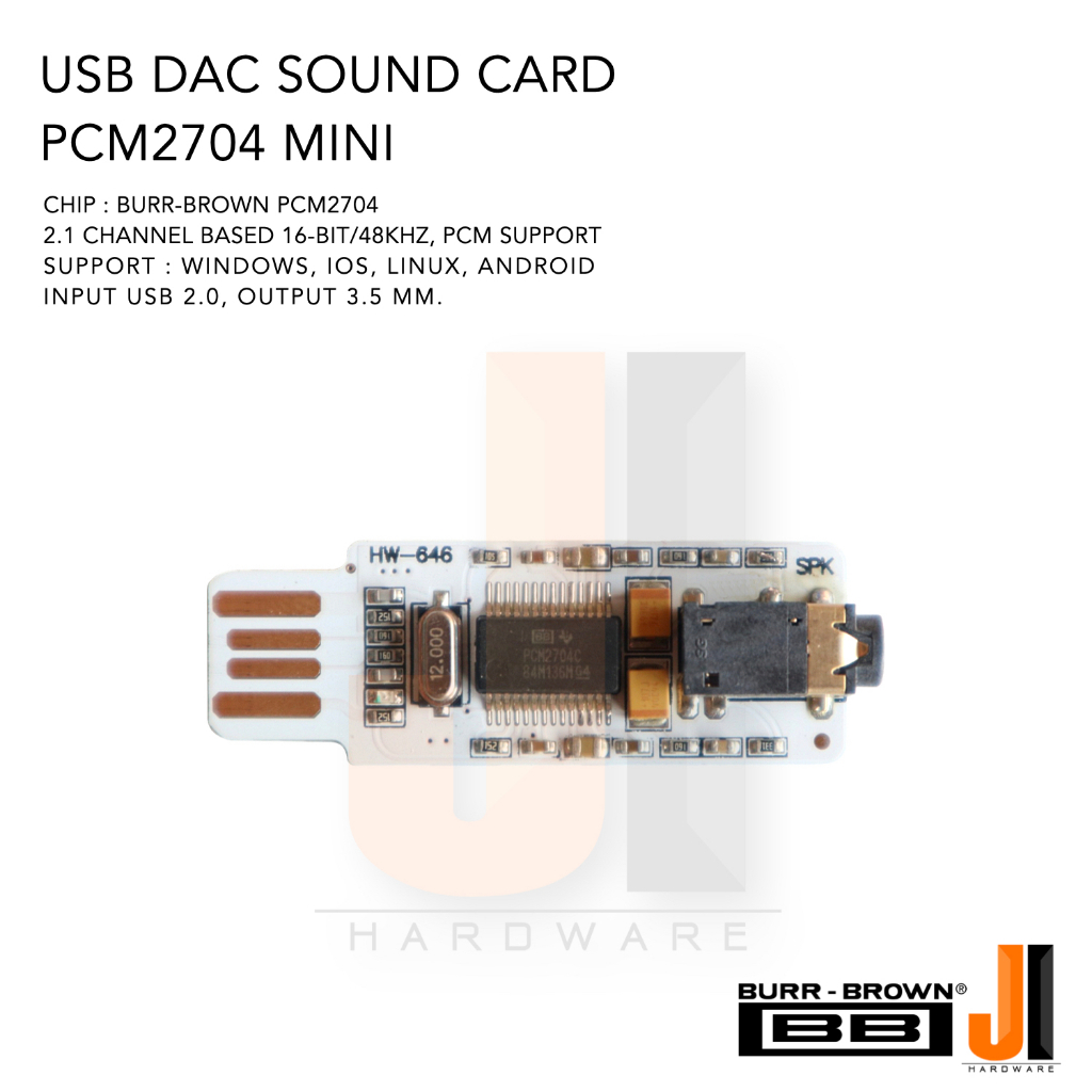 USB DAC sound card PCM2704 Mini สำหรับ PC, Tablet, Laptop, Smart Phone ...