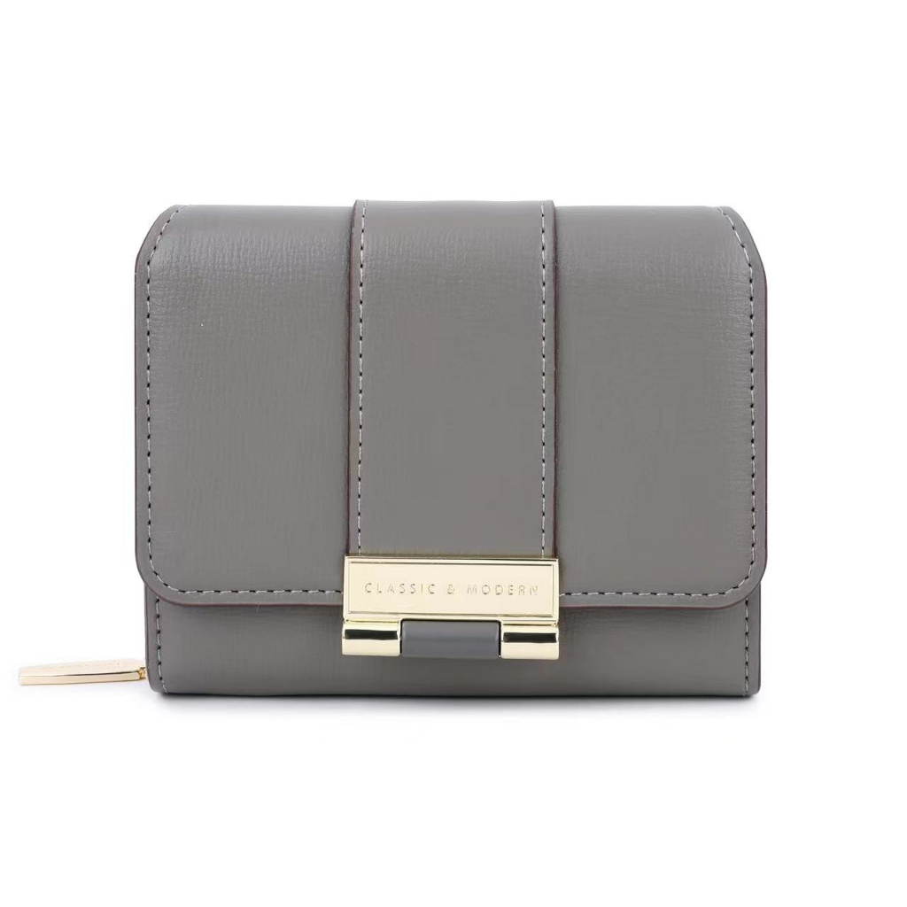 พร้อมส่ง !!!กระเป๋าสตางค์ กระเป๋าสตางค์ผู้หญิงใบสั้น 3พับ CLASSIC&MODERN ซิปล็อคส ไตล์เกาหลี ฟรี ...