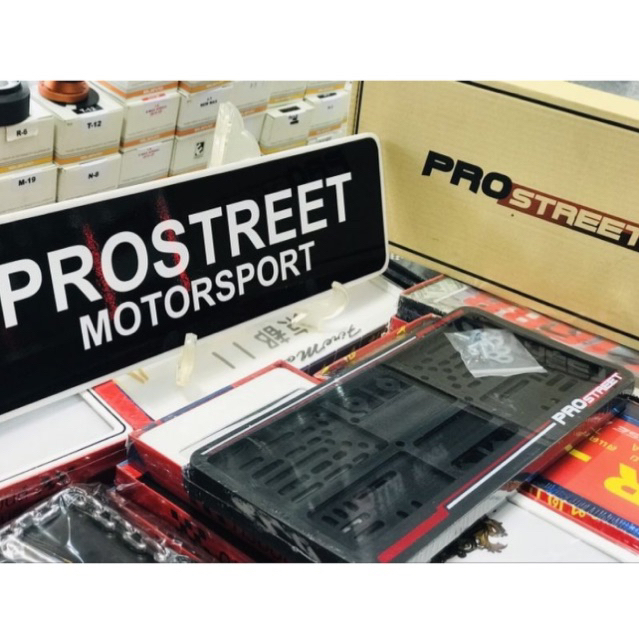 กรอบป้ายทะเบียน prostreet mortors แท้ กรอบพลาสติก สีดำ ชุด 2 ชิ้น กรอบ ...