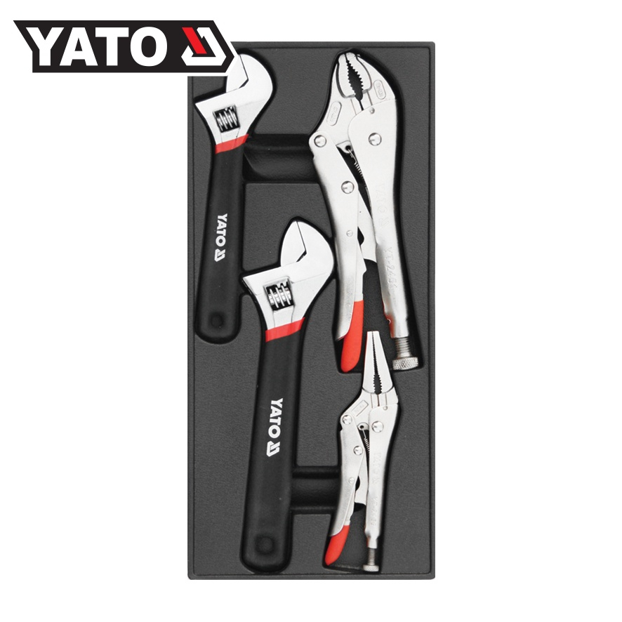 (จัดส่งฟรี) YATO YT-55444 ชุดถาดเครื่องมือ ชุดคีมล็อค + ประแจเลื่อน 4 ...