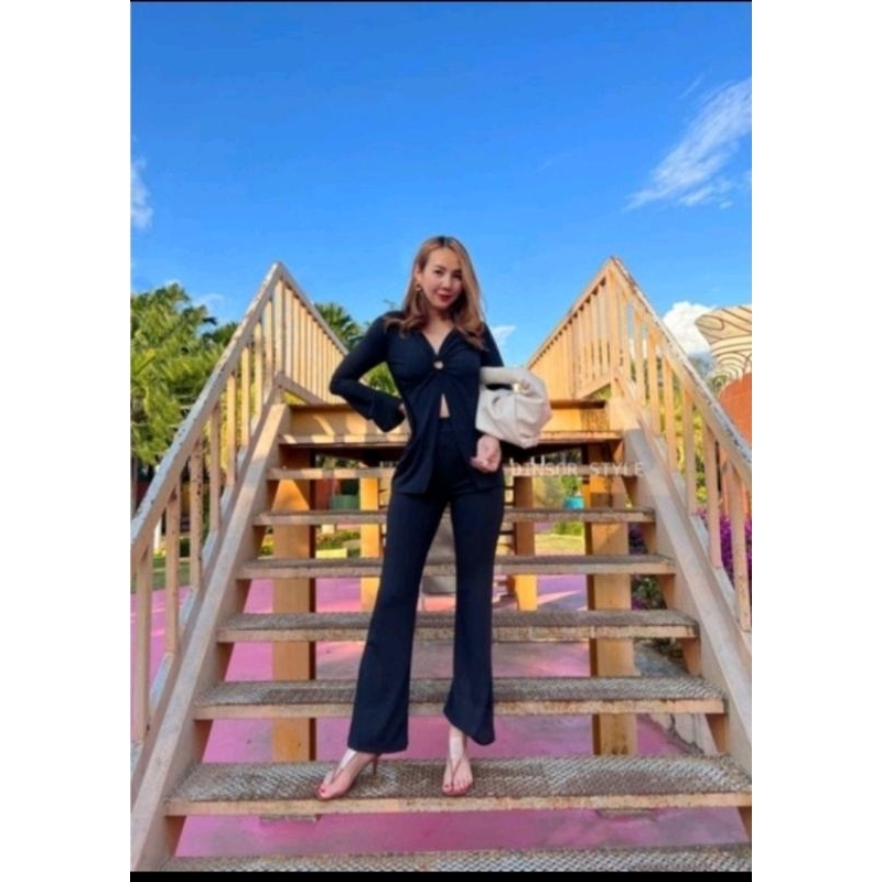 mika brand เซตเสื้อ+กางเกงขายาว | Shopee Thailand