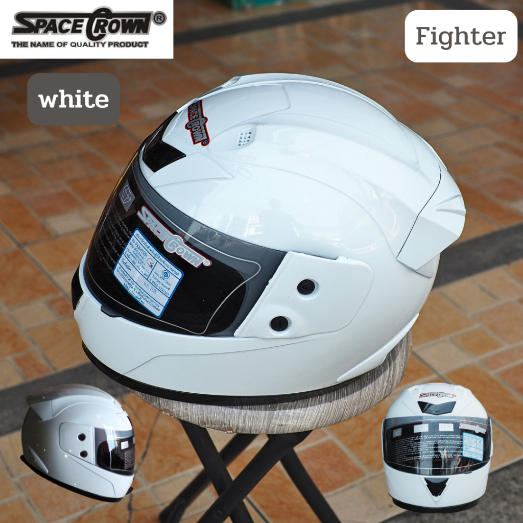 หมวกกันน็อคเต็มใบ SPACE CROWN Fighter (เต็มใบ,หุ้มคาง) มอก.แท้จากโรงงาน ...