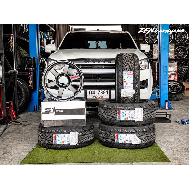 ล้อแม็กซ์ TE37 ก้านตรง ขอบ18” กว้าง8.5 พร้อมยาง 255/50R18 LENSO TIRES ...