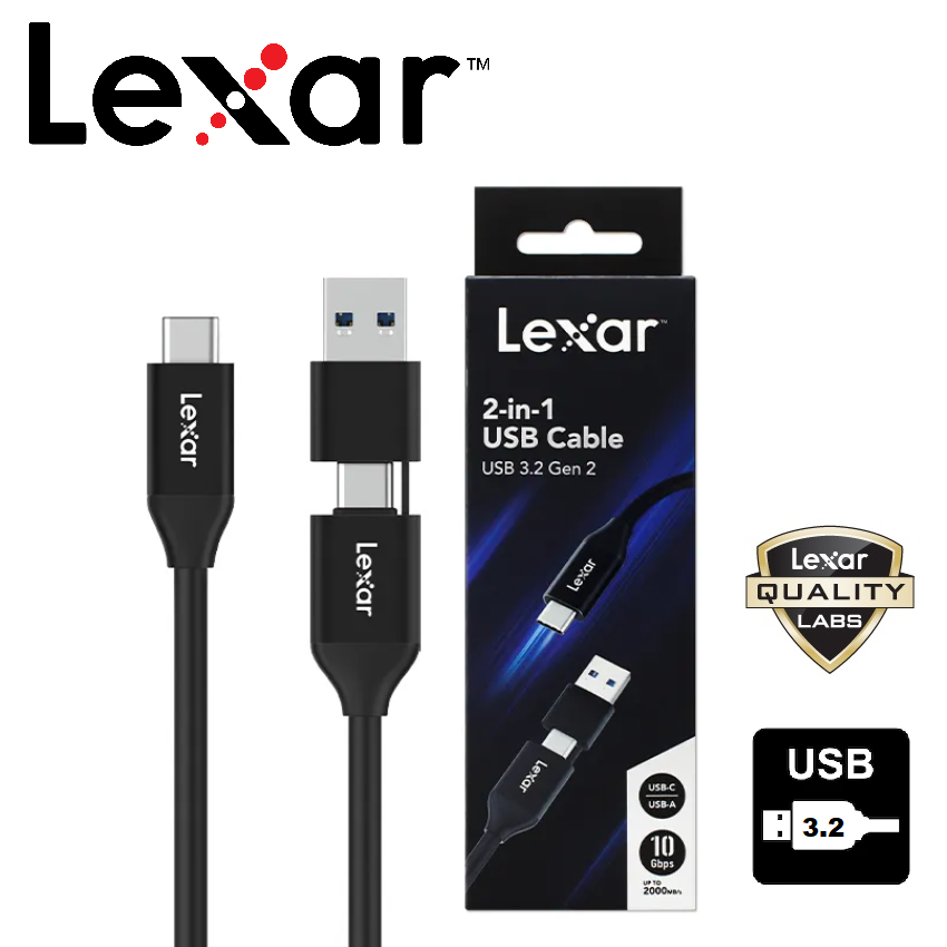 Lexar 2-in-1 USB 3.2 Gen 2 Type-C Cable | Shopee Thailand