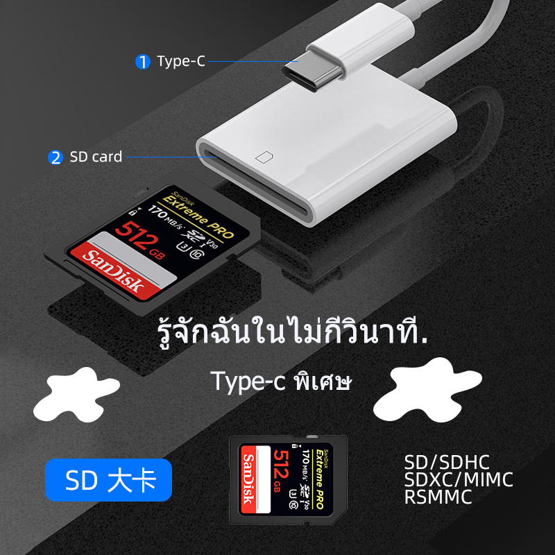 Type-c to SD ตัวอ่าน sd card reader เครื่องอ่านการ์ดพอร์ตเดียว OTG การ์ด SD กล้องเครื่องอ่าน ...