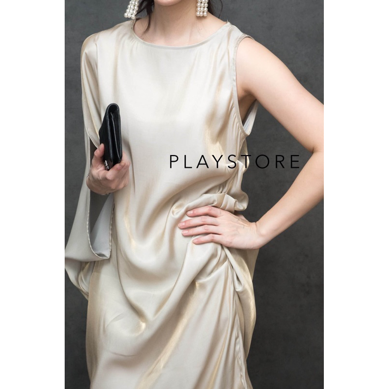 Code : 30912.1 เดรสผ้าซิลค์ดีไซน์เก๋ เดรสใส่ออกงาน งานป้าย Mirrorsister ...