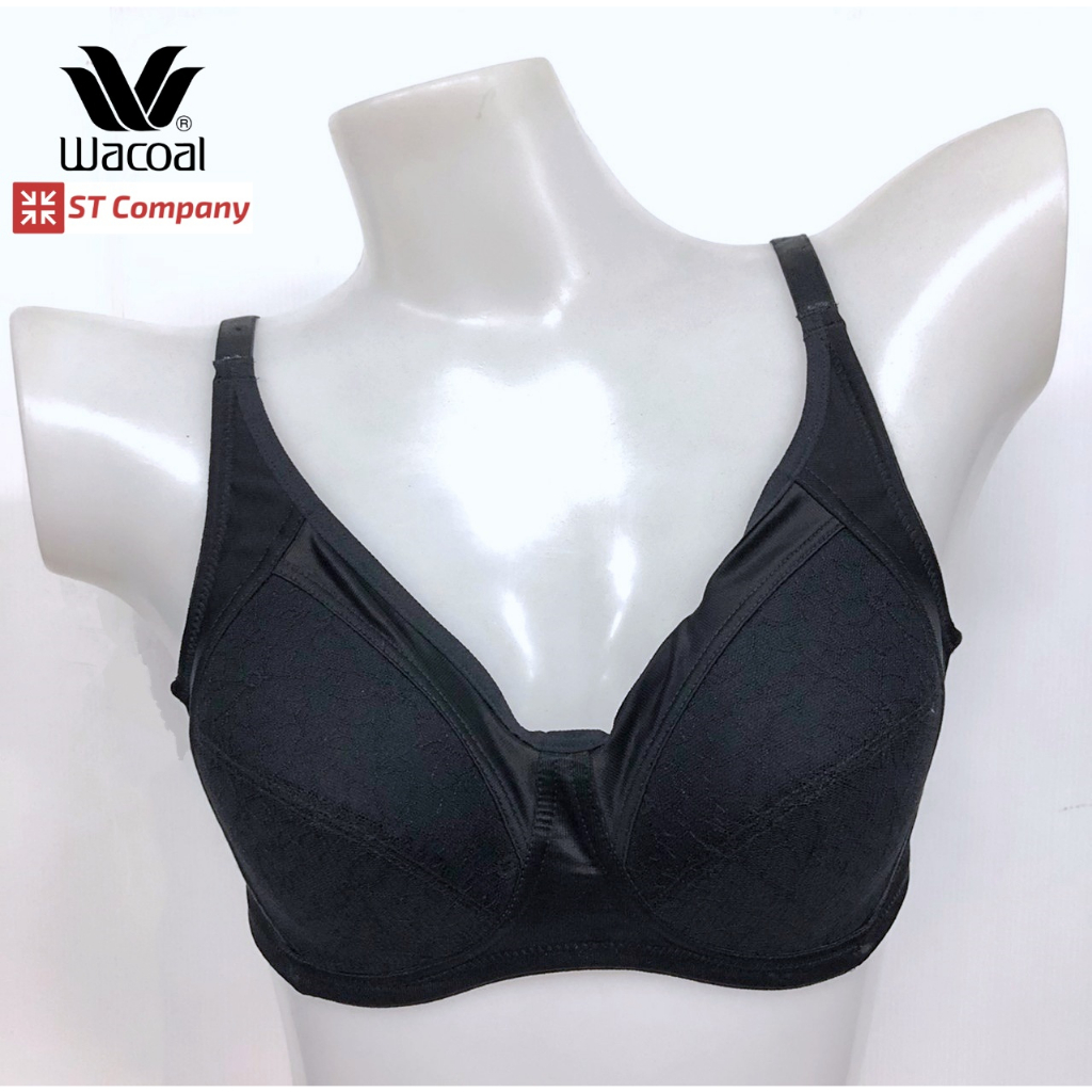 Wacoal Basic Bra สีดำ (BL) ไม่มีโครง Wireless Bra เต็มคัพ เก็บทรง 2 ตะขอ ฟองบาง วาโก้ บรา ชุด ...