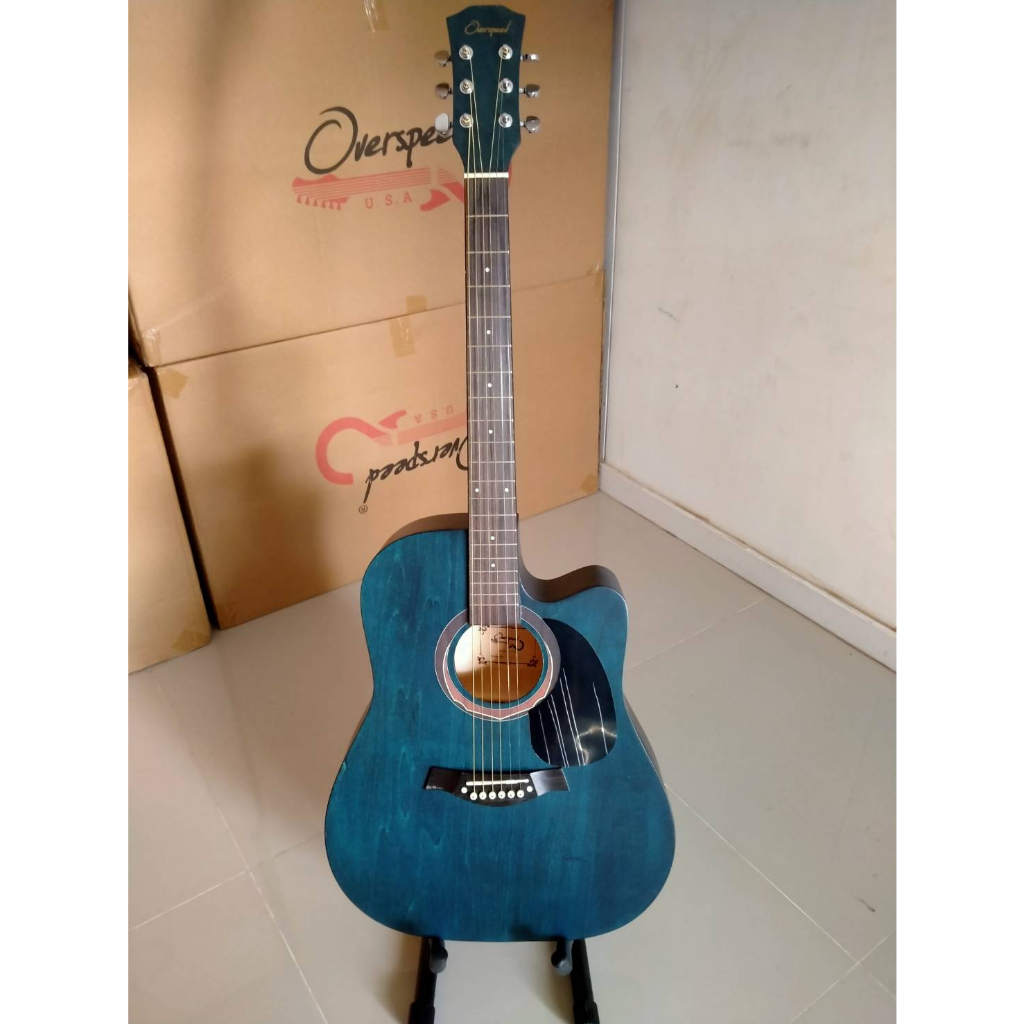 กีตาร์โปร่ง38 นิ้ว Overspeed OS38 CBLS (สีน้ำเงินเนื้อด้าน) แถมฟรี ...