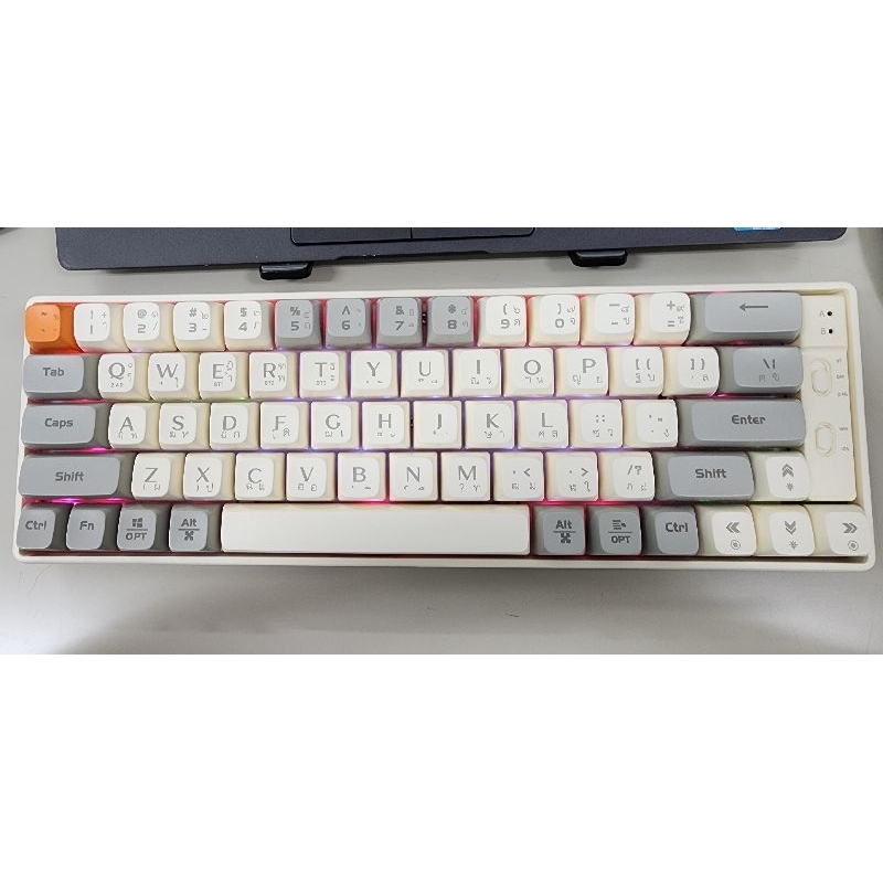 คีย์บอร์ด key Thai + Eng มีไฟ (65Keys) Langtu GK65 สีเทานม แถมกระเป๋า ...
