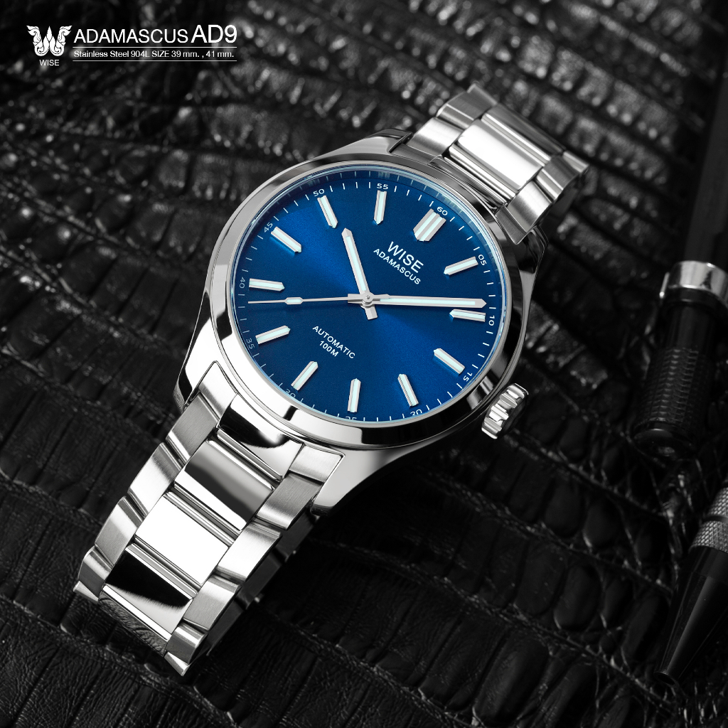 WISE Adamascus AD9 ขนาด 39, 41 mm. No Date Stainless 904L สายสแตนเลส ...