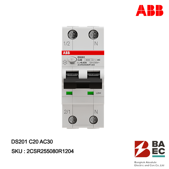 ABB DS201 C20 A30 Residual Current Circuit Breaker with Overcurrent Protection | Shopee Thailand