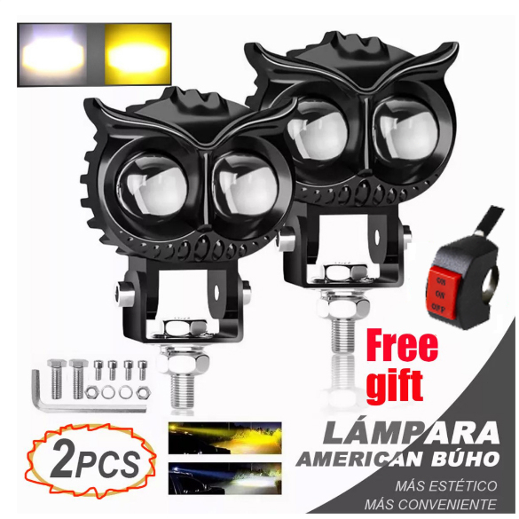 2Pcs Doulady Owl LED Light Lens สปอร์ตไลท์สีคู่สีขาวสีเหลืองนกฮูกเสริม ...