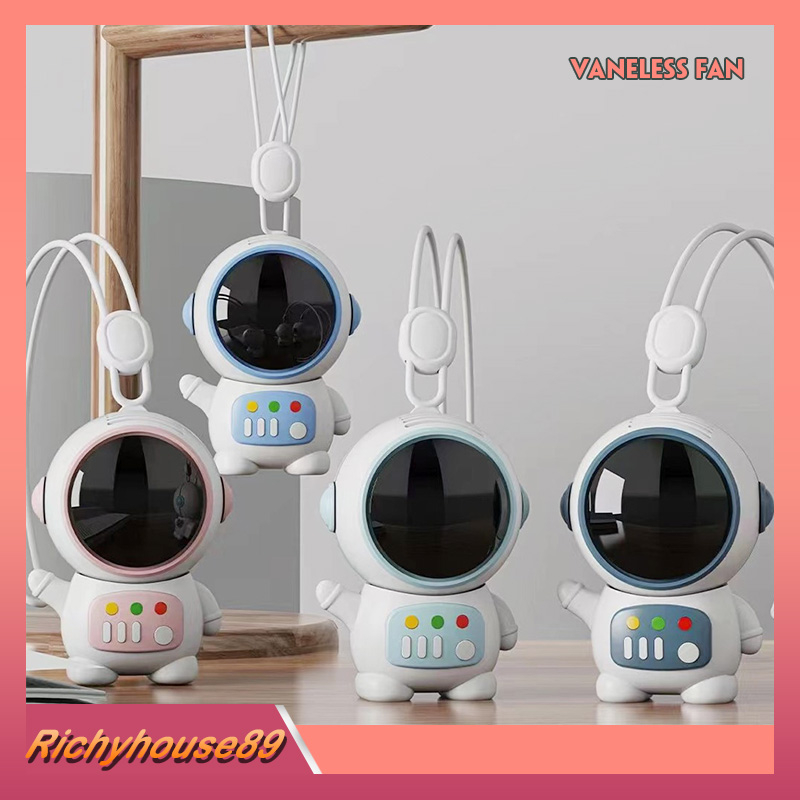 J267 พัดลมคล้องคอ พัดลมพกพา ชาร์จใหม่ได้ 360° พัดลมมือถือ นักบินอวกาศ USB พัดลมมินิ สะดวก พัดลม ...