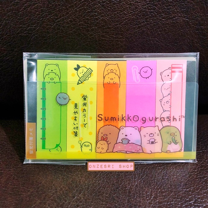Sticky Note สะท้อนแสง 5 สี ลาย Sumikko Gurashi (Arrow) ขนาด 12.5 x 5.8 ...