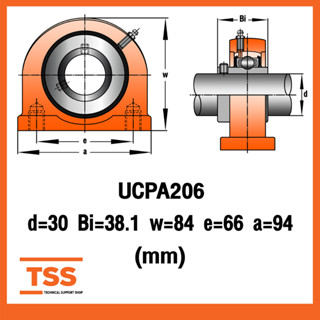 UCPA206 ตลับลูกปืนตุ๊กตา BEARING UNITS UCPA 206 (สำหรับรูเพลาขนาด 30 มิล) UC206 + PA206 จำนวน 1 ...