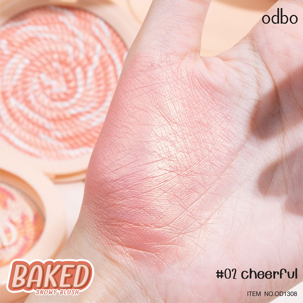 ODBO BAKED SNOWY BLUSH OD1308 โอดีบีโอ เบคท์ สโนว์ บลัช บลัชออน สีสวยหวาน | Shopee Thailand