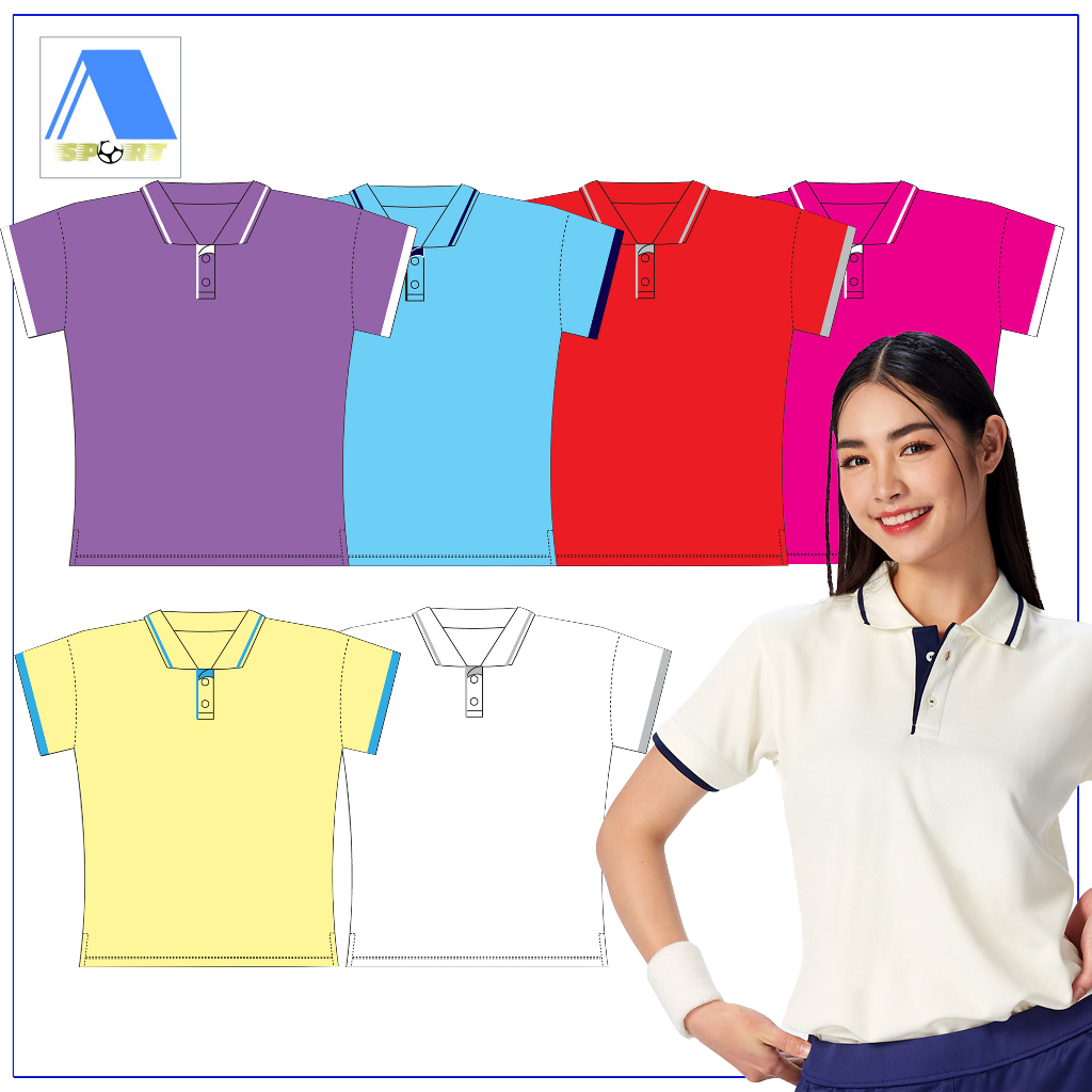 เสื้อโปโลหญิง คอปกแขนสั้น สีพื้น FLY HAWK FLYHAWK รุ่น A352 ของแท้ 100% ...