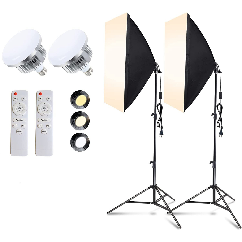 Photography Continuous Lighting Kit with Soft Box E27 LED Bulb Photo ...