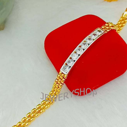 CW114 สร้อยข้อมือทองไมครอน สร้อยข้อมือเลส งานแฟชั่นทองไมครอน ความยาว20 ...