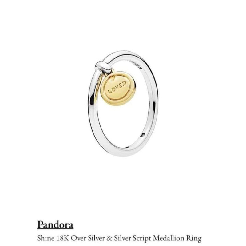 [พร้อมส่ง แท้100%] Pandora love script medallion ring size48 มีเขียนคำ ...