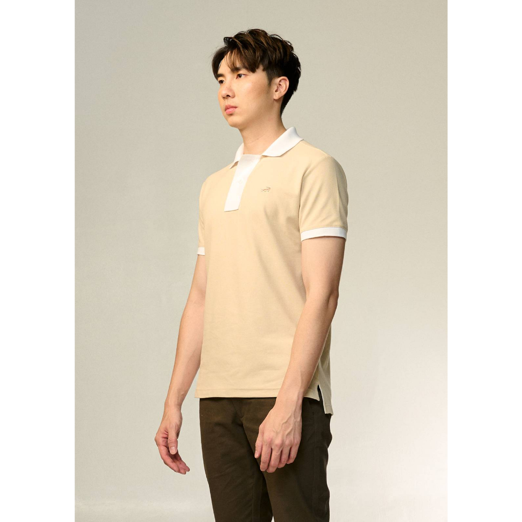 ENHANCED NEUTRALS CUSTOM FIT COLOUR BLOCK POLO SHIRT เสื้อโปโลสีครีม ...