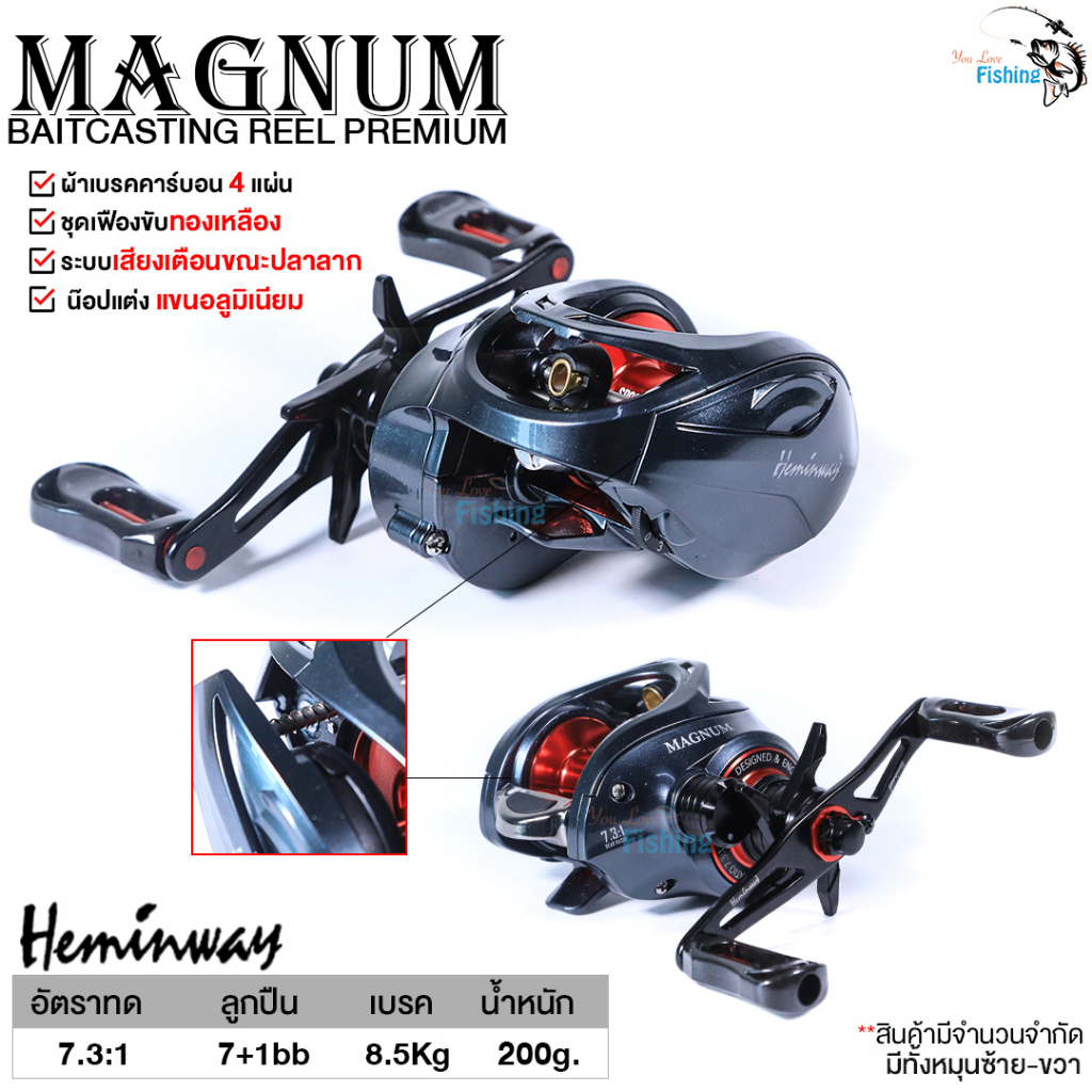 รอกหยดน้ำ (เฮมินเวย์แม็กนัม) Heminway MAGNUM ปี 2023 มีระบบติ๊กเสียงปลาลาก ระบบช่วยลดการตีฟู่ป ...