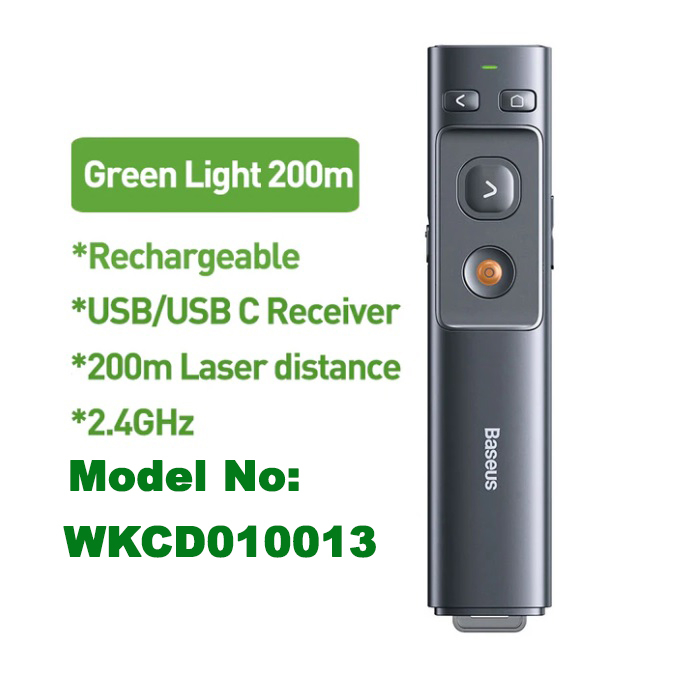รีโมทพรีเซนไร้สาย Baseus AI Wireless Presenter PPT Pointer 2.4Ghz USB C ...