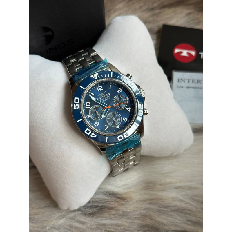Technos T6A63 Chronograph Blue Dial King’size | Shopee Thailand