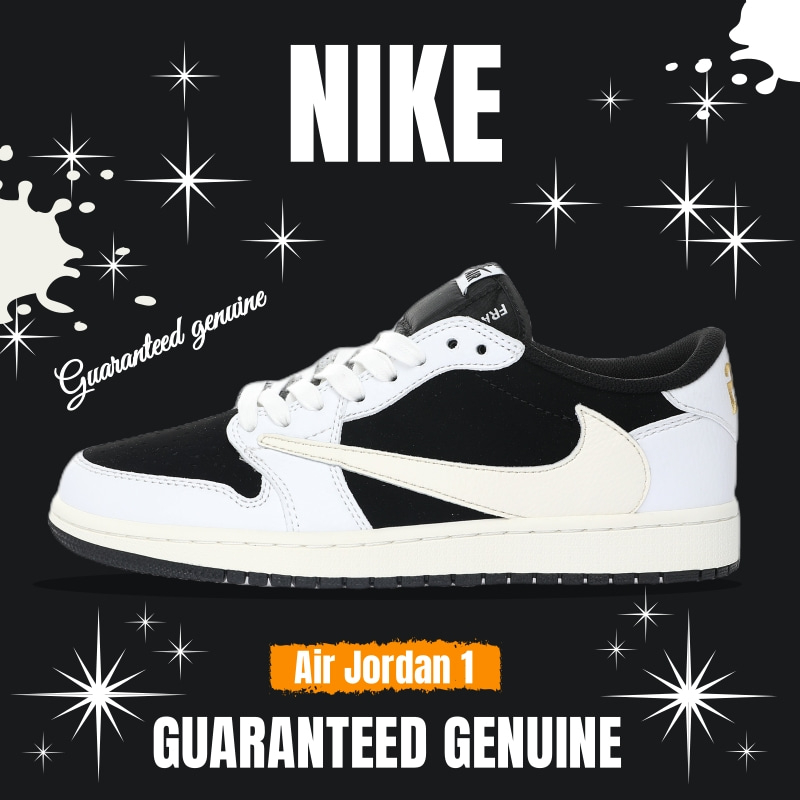 （จัดส่งฟรี）Travis Scott x Nike Air Jordan 1 Low OG SP"White/Black/Panda ...