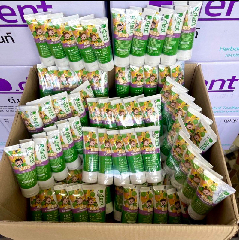 [100หลอด]ยาสีฟัน เด็กD.dent Kids TOOTHPASTE PLUM&MELONกลิ่นผลไม้ดีเดนท์ ...
