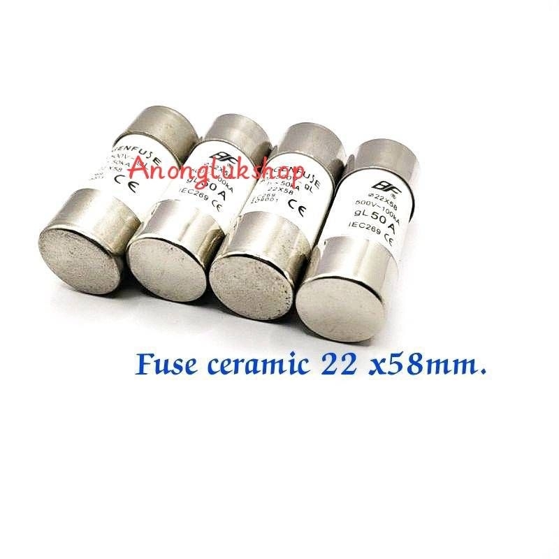 1ตัว Fuse Ceramic ฟิวส์เซรามิก 22*58MM.100kA 500Vac มี 25A 32A 50A 63A 80A | Shopee Thailand