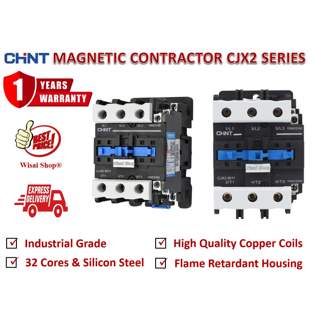 CHINT แมกเนติก Magnetic Contactor AC220V/380V 65A / 95A รุ่น CJX2-6511 / CJX2-9511 | Shopee Thailand