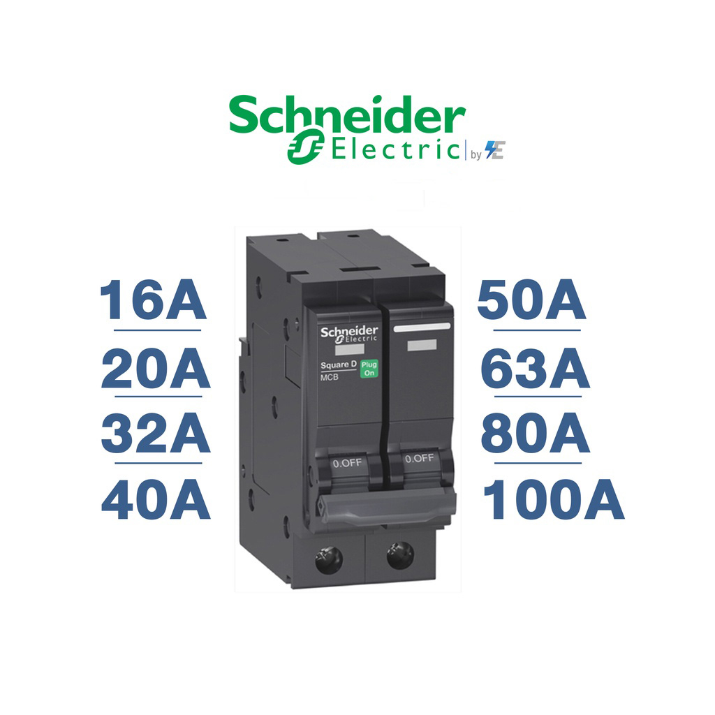 Schneider Main Breaker เมน เบรกเกอร์ 16A, 20A, 32A, 40A, 50A, 63, 80A ...