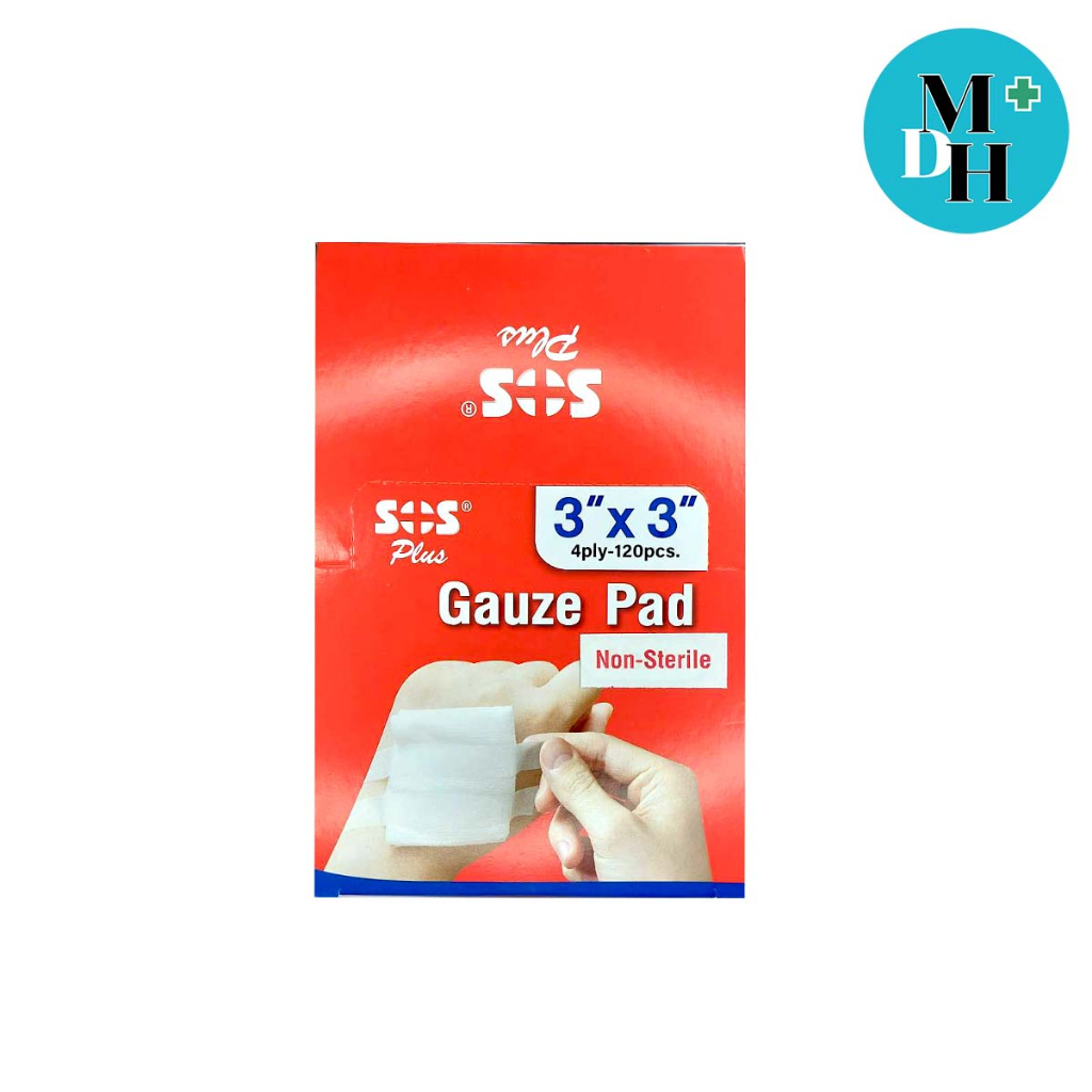 SOS Gauze Pad Non-Sterile เอส โอ เอส พลัส ผ้าก็อซใยสังเคราะห์ ขนาด 3x3 ...