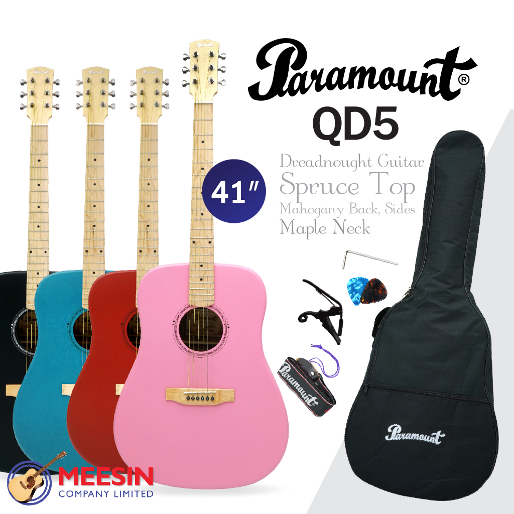 Paramount รุ่น QD5 กีตาร์โปร่ง 41 นิ้ว ทรง Dreadnought ไม้หน้าสปรูช ไม้ ...