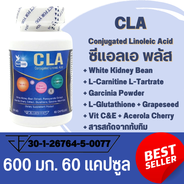ซีแอลเอ CLA Conjugated Linoleic Acid Plus L-carnitine ตรา บลูเบิร์ด 60 เม็ด | Shopee Thailand