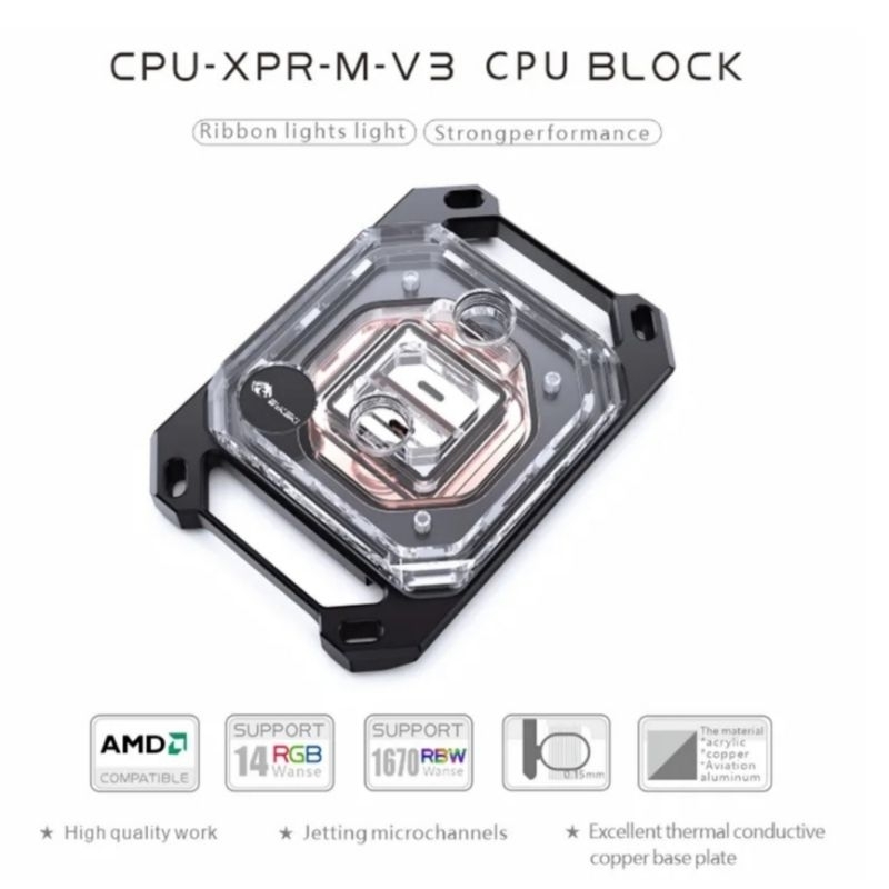 (พร้อมส่ง)BYKSKI CPU WATER BLOCK AM4 AM5 บล็อคน้ำซีพียูตัวใหม่ รุ่น CPU ...