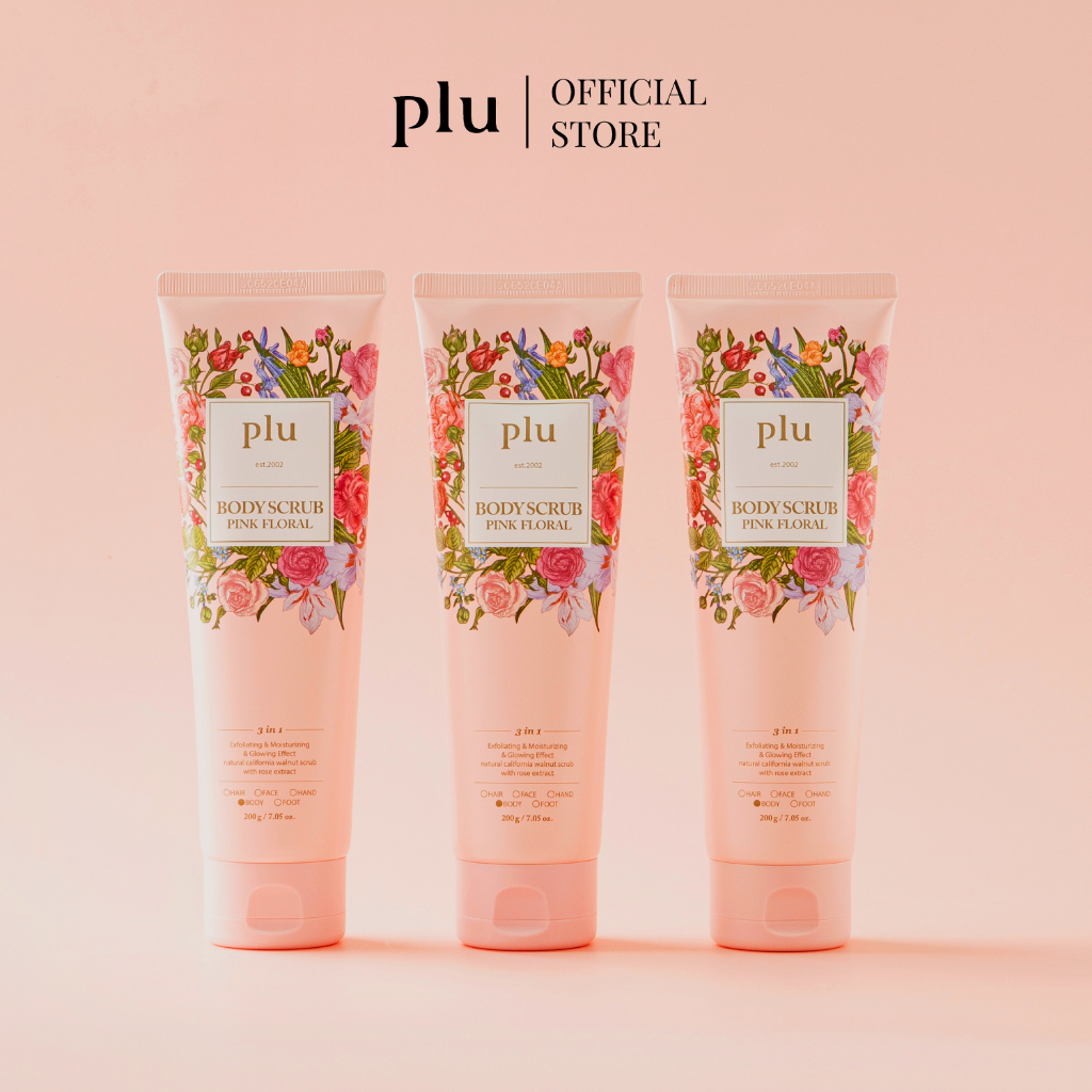 [3 PCS] PLU BODY SCRUB PINK FLORAL 200G (สครับผิวกาย ช่วยขจัดเซลล์ผิว ...