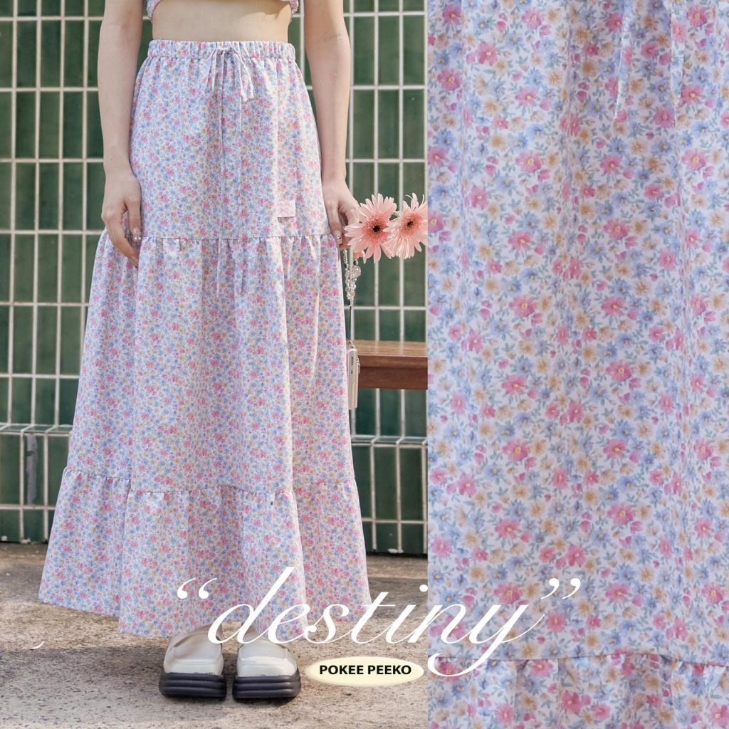 📔🪜 𝑃𝑂𝐾𝐸𝐸 𝐸𝑀𝐼𝐿𝑌 “𝑆𝐾𝐼𝑅𝑇” 🧴⊹🛁 กระโปรงยาวลายดอกไม้ | Shopee Thailand