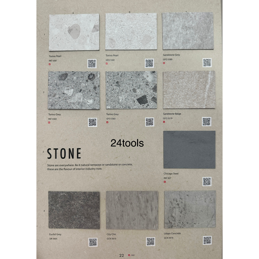 แผ่นลามิเนต Greenlam ลายหิน Stone (Page 22-23) ขนาด 120 x 240 ซม. หนา 0 ...