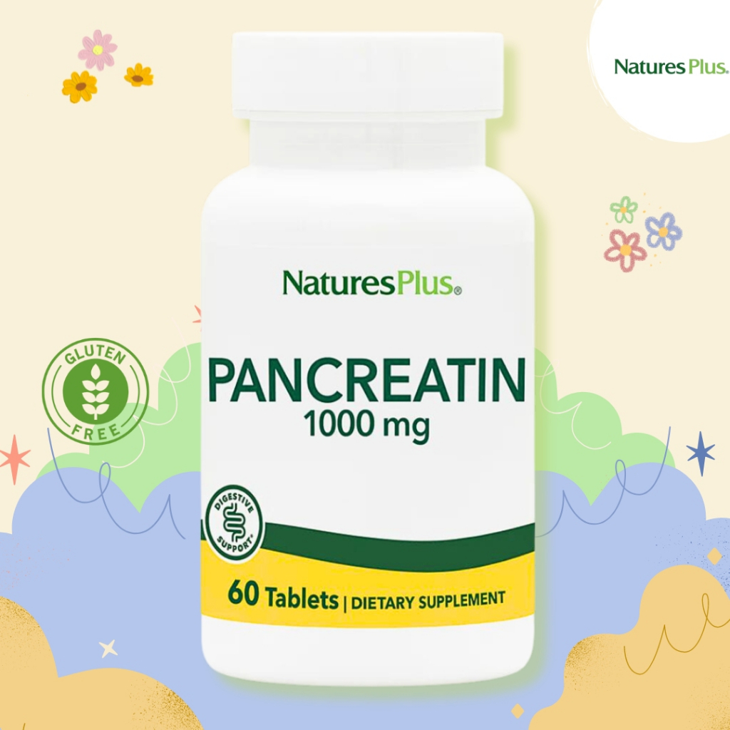 NaturesPlus Pancreatin 1000mg – 60 Tablets ♻แพนเครติน เอ็นไซม์สำหรับ ...