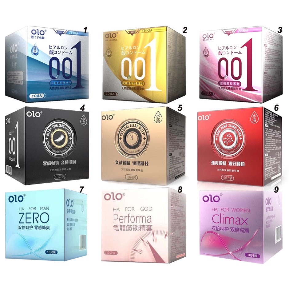 OLO Thin 001 series basic condoms 10pes ถุงยางอนามัย ถุงยาง (10ชิ้น/1กล่อง) แบบบาง บาง 0.01 มิล ...