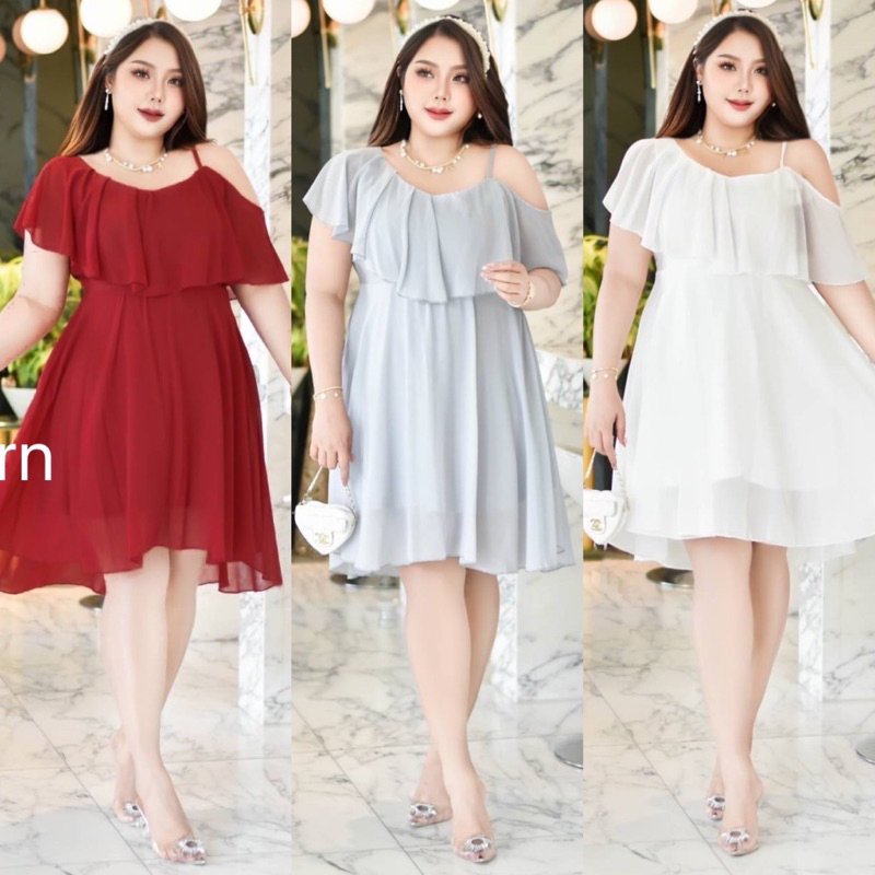Janny เดรสสาวอวบ อ้วน Bigsize Plussize XXL ชุดออกงาน ชุดราตรี ผ้าสกินนี่ ชีฟอง | Shopee Thailand