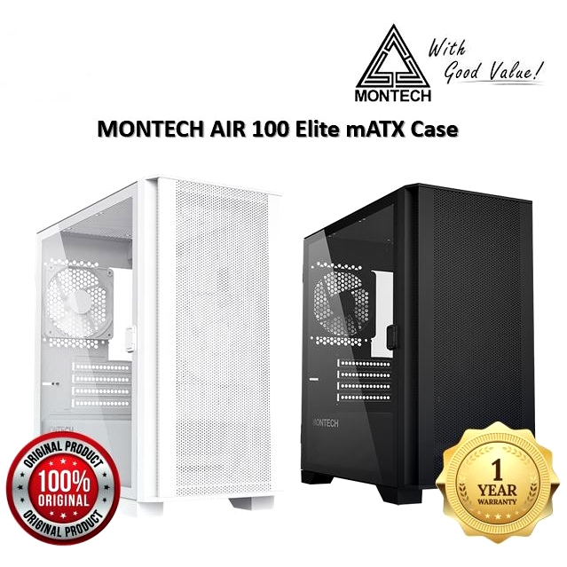 CASE (เคสเกมมิ่ง) MONTECH AIR 100 LITE Micro-ATX (BLACK / WHITE ...
