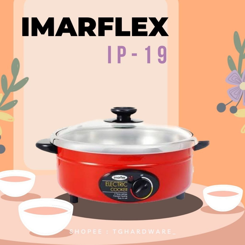 IMARFLEX หม้อสุกี้ไฟฟ้า รุ่น IP-19 หม้อสแตนเลส ฝาแก้ว ขนาด 3 ลิตร (เต็มความจุ 4 ลิตร) | Shopee ...