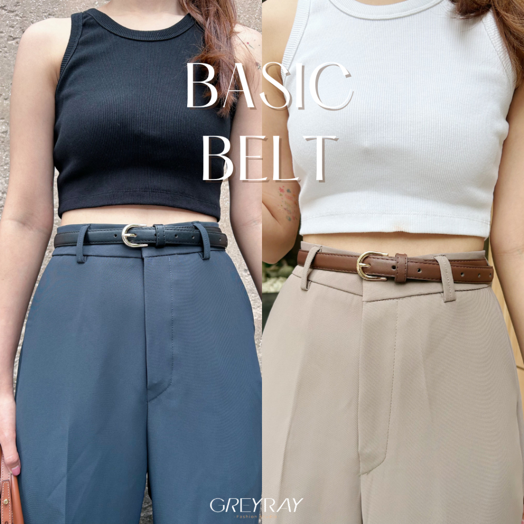 Basic Belt🥂เข็มขัดหนัง สไตล์เบสิค หัวอะไหล่ทอง | Shopee Thailand