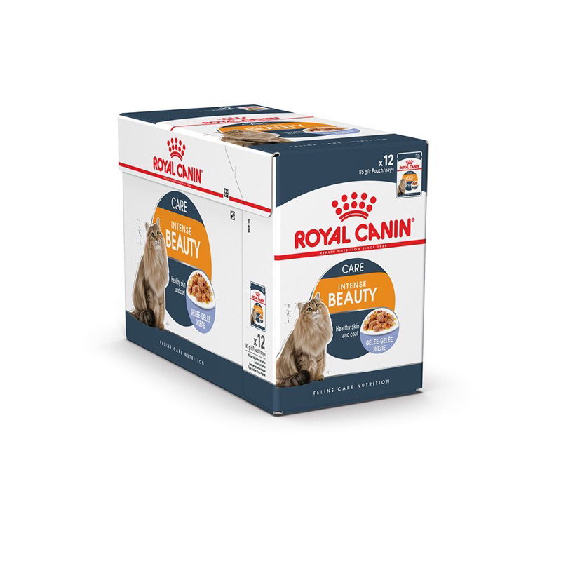 [ยกกล่อง 12 ซอง] Royal Canin Intense Beauty Pouch Gravy อาหารเปียกแมวโต ...