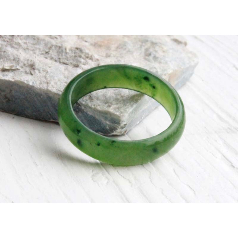 1 PC Narrow Ring Natural Grade A Jadeite Ice Green Gray Jade gemstone ...