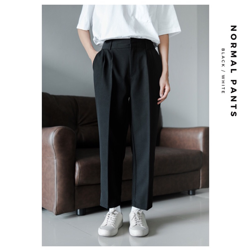 Normal Pants กางเกงขาสอบ เอวสูง ซิปหน้า | Shopee Thailand