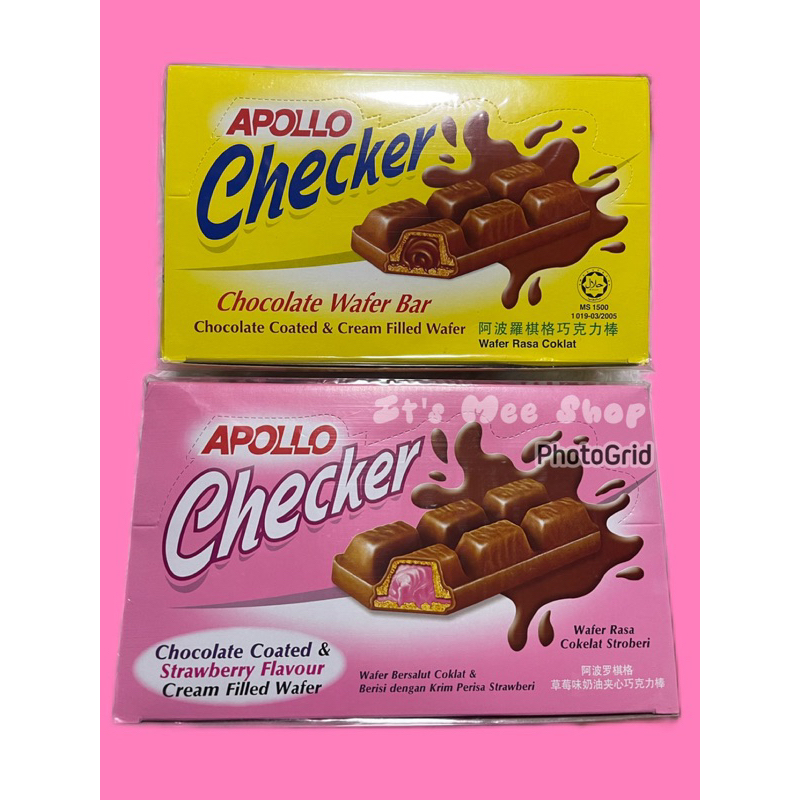 Apollo checker เวเฟอร์เคลือบช็อกโกแลต 1 กล่อง บรรจุ 24 ชิ้น | Shopee ...